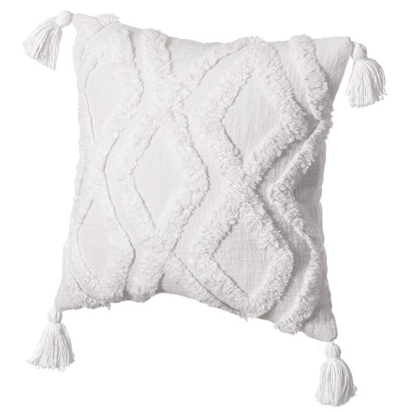 Deerlux 16-in White Handwoven Cotton Throw Pillow Cover with Large ...