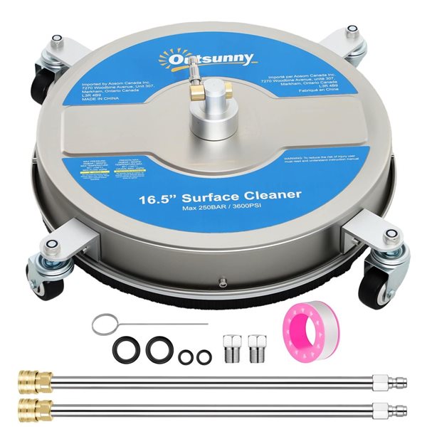 Outsunny 16-in Silver Pressure Washer Surface Cleaner with 4 Wheels 845 ...