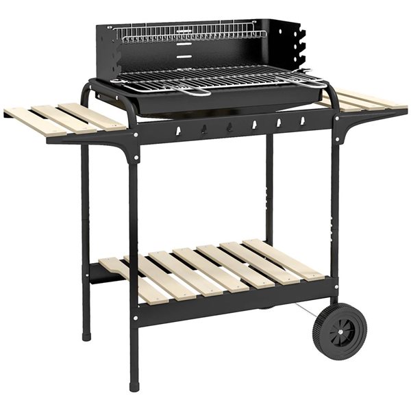 Outsunny Charcoal Barbecue w/ Adjustable Grill Height - Black 846 ...