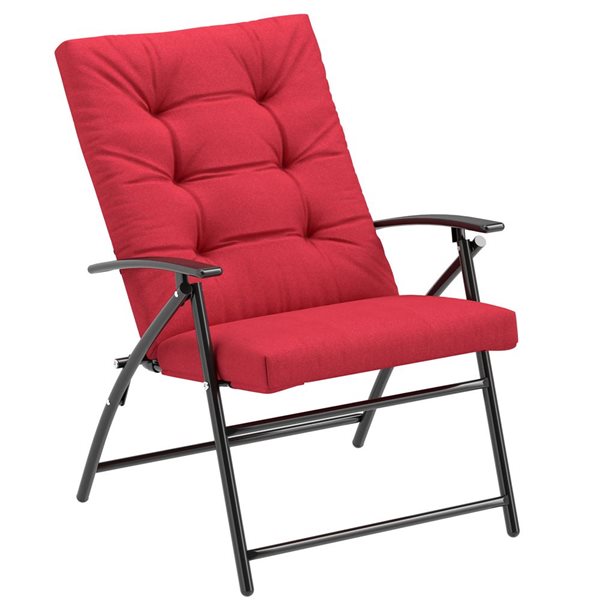 Outsunny Steel Folding Chair w/ Padded Seat and Back Cushion - Red 84B ...