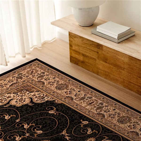 Rug Branch Modern Majestic 3 W x 16-ft L Black Rectangular Indoor ...