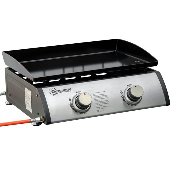 Outsunny 2-Burner 9000 BTU Silver Portable Liquid Propane Gas Grill 846 ...