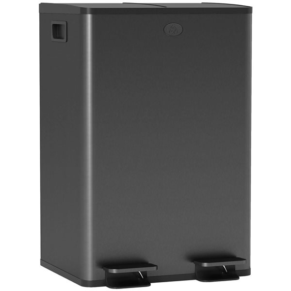 HOMCOM Black 2 x 28 Liter Dual Garbage Can with Soft Close Lid 851 ...