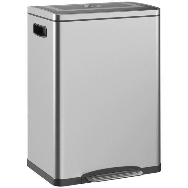 HOMCOM Silver 2 x 20 Liter Garbage Can with Removable Buckets 851 ...