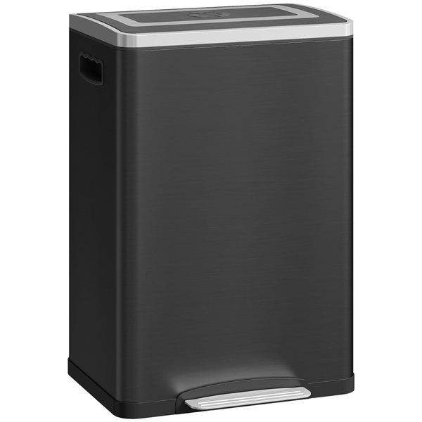 HOMCOM Black 2 x 20 Liter Garbage Can with Removable Buckets 851 ...