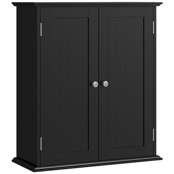 HomCom 9 D x 24 H x 9-in W Black 3-Tier Bathroom Wall Storage Cabinet w ...