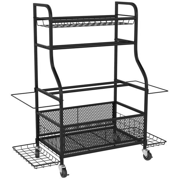 Soozier Steel Sports Equipment Organizer Rolling Rack - Black A01 ...