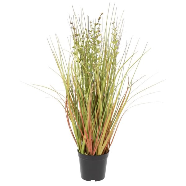 Vickerman 24-in H PVC Artificial Potted Green and Brown Grass and ...