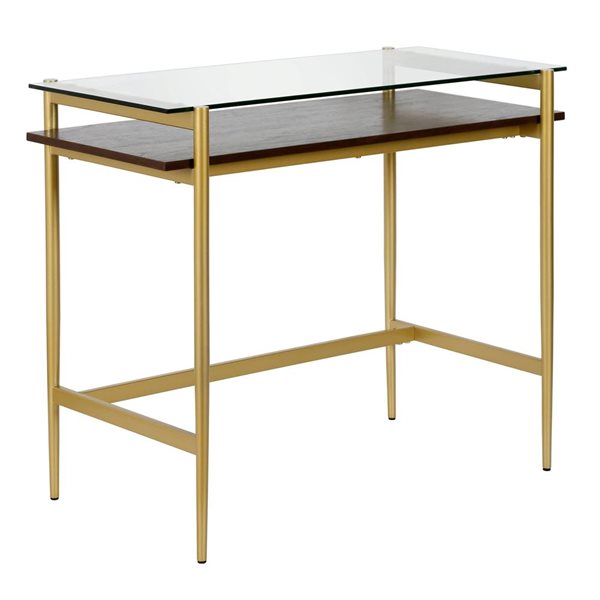 Hailey Home Eaton 36-in Wide Rectangular Desk - Brass/Walnut OF0644 | RONA