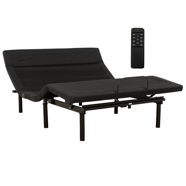 Base de lit réglable Sora de Primo International tissu aspect lin noir ...