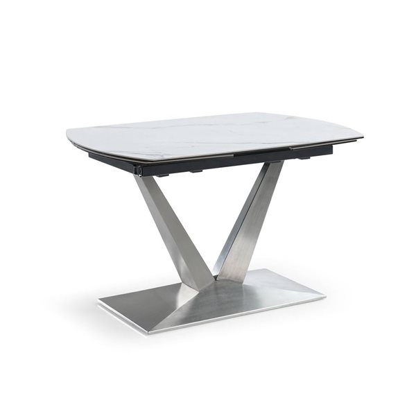 Primo International Nyx 75-in L White Marble Ceramic Oval Extendable ...