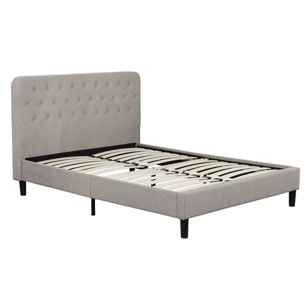 Primo International Darcy Grey Polyester Upholstered Platform Bed with ...