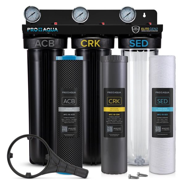 Pro+Aqua Elite Whole House 3-Stage Well Water Filtration System with ...