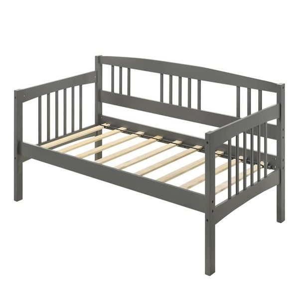 Lit de jour simple Charles de Brassex avec cadre en bois, gris 25941 | RONA
