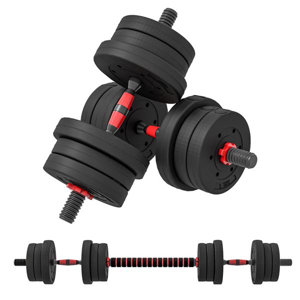 Soozier 2-in-1 Adjustable Plastic Dumbbells Weight Set, 44 lb A91 ...