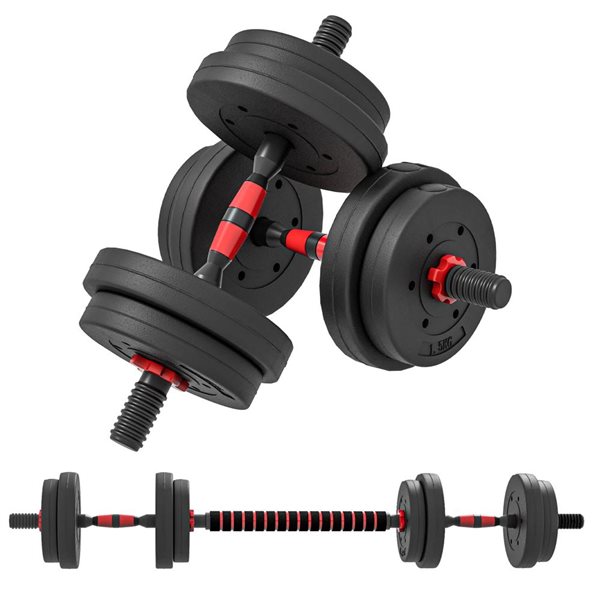 Soozier 2-in-1 Adjustable Plastic Dumbbells Weight Set, 33 lb A91 ...