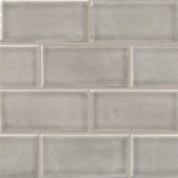 Ackland Dovestone 8-Pack 3 x 6-in Grey Glossy Handcrafted Glazed Subway ...