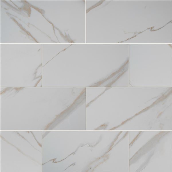 Ackland Calvera 8-Pack 12 x 24-in Lustro White Polished Glazed ...