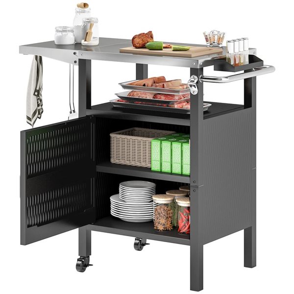 Outsunny Outdoor Grill Dining Cart with Stainless Steel Tabletop 801 ...