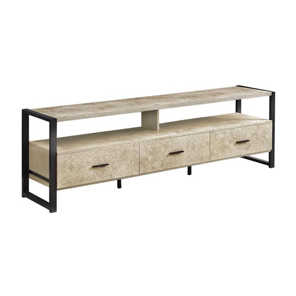 Meuble télé contemporain à 3 tiroirs par Monarch Specialties 72 po en ...