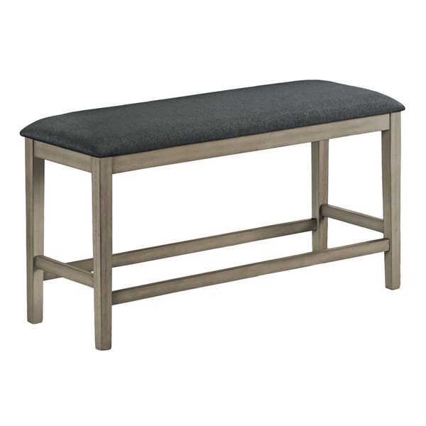 Monarch Specialties 46-in Antique Grey Wood/Black Fabric Upholstered ...