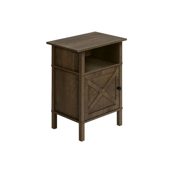 Monarch Specialties 24-in H Dark Oak Laminate 1-Door Transitional Side Table | RONA