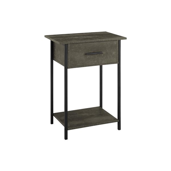 Monarch Specialties 24-in H Dark Bronze Laminate/Black Metal 2-Tier Side Table w/ Drawer | RONA