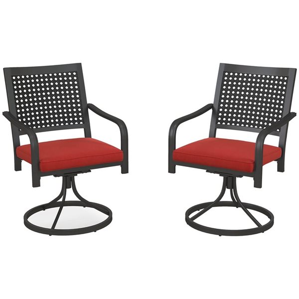 Outsunny Red Patio Swivel Chairs with Cushion 84G-330V00RD | RONA