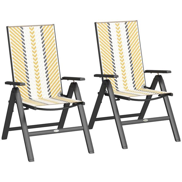 Outsunny 2-Piece Wicker Patio Chairs with 5-Position Adjustable ...