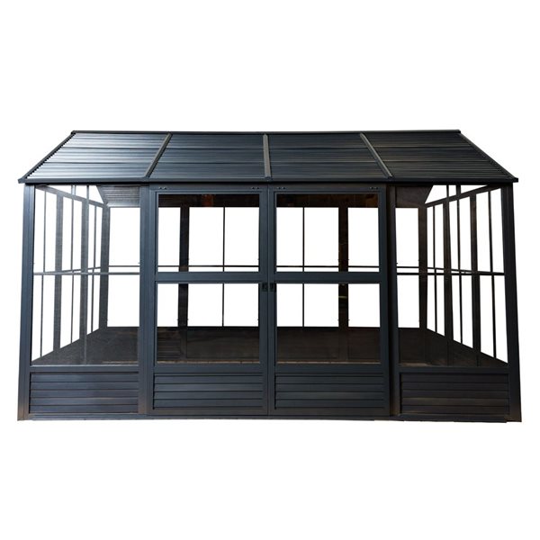 Gazebo Penguin Myrdal 11 x 14-ft Black Aluminum Solarium w/ Metal Roof ...