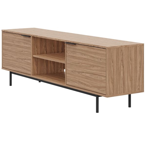 Nexera Hamilton 70-in TV Stand w/ 2 Storage Compartments - Light Walnut ...