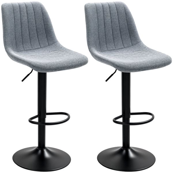 Ensemble de 2 tabourets de bar HOMCOM gris ajustables et pivotants avec ...