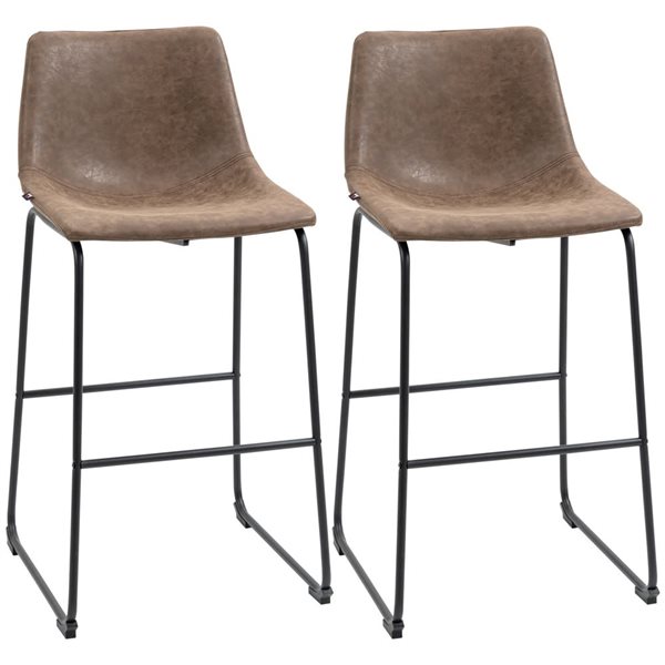 HOMCOM Set of 2 Brown Counter Height Bar Stools with Back 835-876V01TN ...