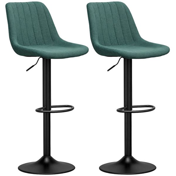 Ensemble de 2 tabourets de bar HOMCOM verts ajustables et pivotants ...