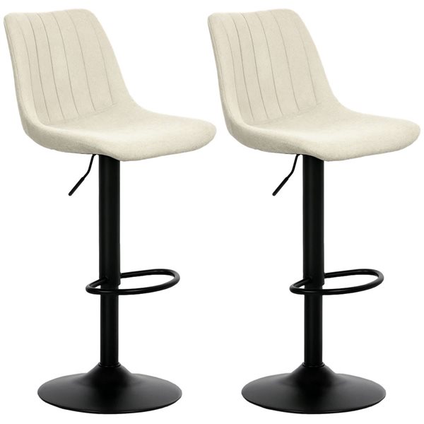 Ensemble de 2 tabourets de bar HOMCOM beiges ajustables et pivotants ...