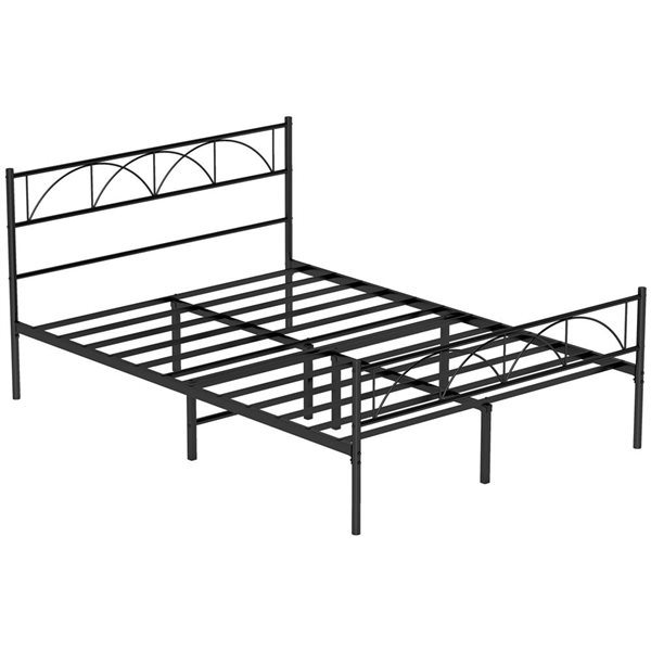 HOMCOM Steel Slat Full Bed Frame Metal Platform Bed Frame with ...
