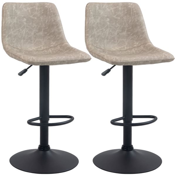 Ensemble de 2 tabourets de bar HOMCOM beiges pivotants et ajustables ...