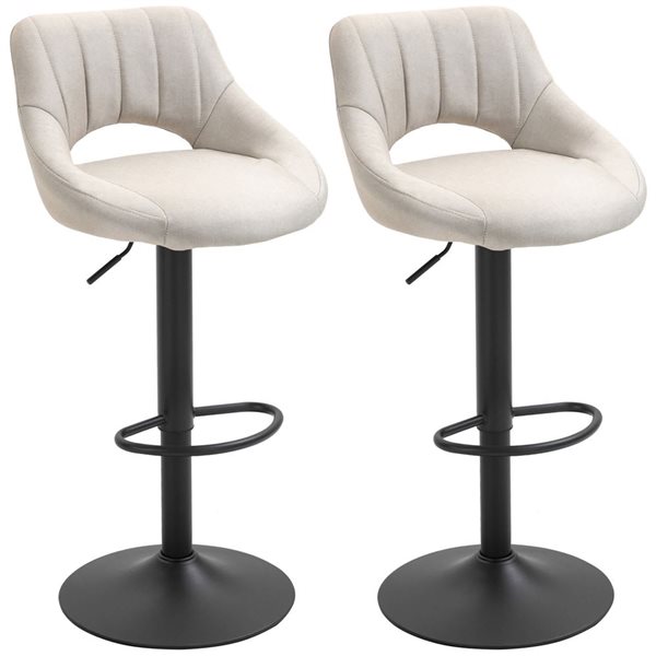 Ensemble de 2 tabourets de bar HOMCOM blanc crème pivotants et ...