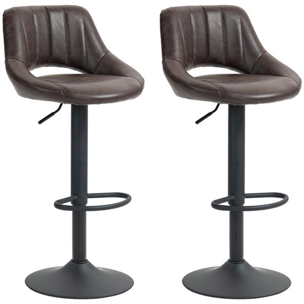 Ensemble de 2 tabourets de bar HOMCOM bruns pivotants et ajustables à ...