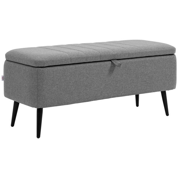 HOMCOM 40 W x 16 D x 18-in H Grey Linen-Look Fabric Storage Bench w ...