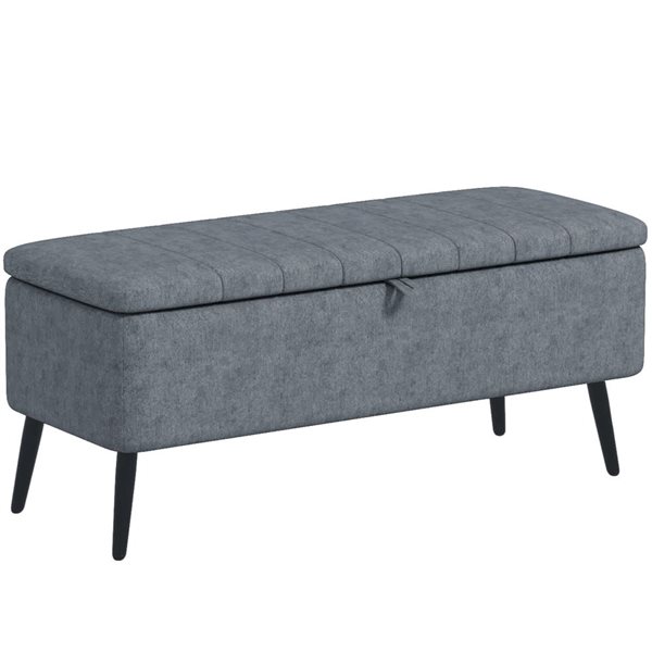 HOMCOM 40 W x 16 D x 18-in H Dark Grey Linen-Look Fabric Storage Bench ...