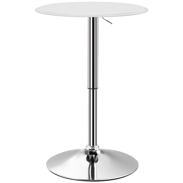 HOMCOM White Round 25-in Fixed Adjustable Bar Bistro Table w/ Faux Leather Cover 83A-118V00WT | RONA