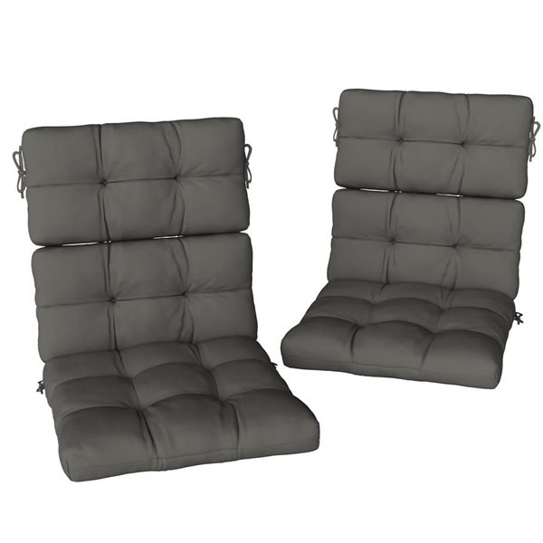 Set of 2 Outsunny Button-Tufted Outdoor Chair Cushions w/ Ties - Grey ...