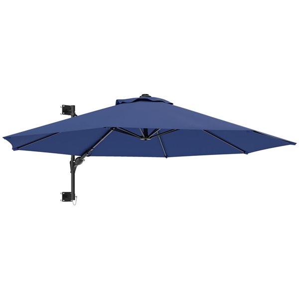 Outsunny 9.6-ft Wall Mount Patio Umbrella w/ Rotate Feature - Dark Blue ...