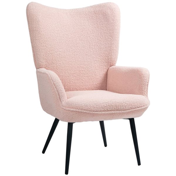 HOMCOM Modern Polyester Sherpa Accent Upholstered Wingback Armchair ...