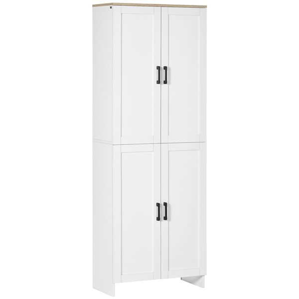 HOMCOM White Composite 12 D x 67 H x 24-in W Kitchen Pantry 4-Door ...
