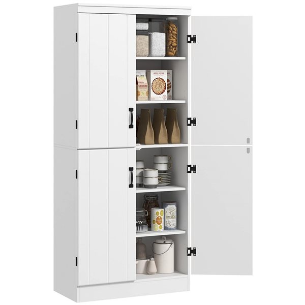 HomCom White Composite 16 D x 70 H x 30-in W 6-Tier Kitchen Pantry ...