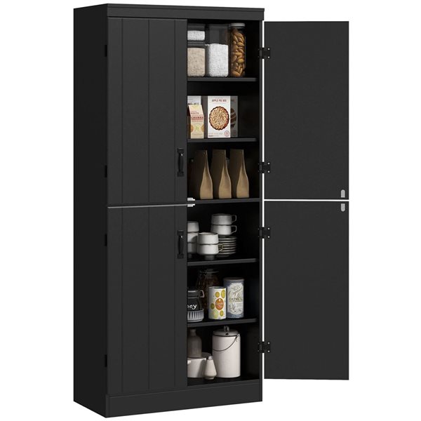 HOMCOM Black Composite 16 D x 70 H x 30-in W 6-Tier Kitchen Pantry ...