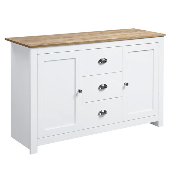HOMCOM White Composite 16 D x 30 H x 47-in W Kitchen Sideboard w/ Doors ...