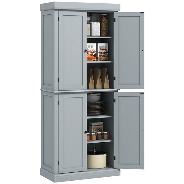 HOMCOM Grey Composite 16 D x 73 H x 30-in W Freestanding Kitchen Pantry ...